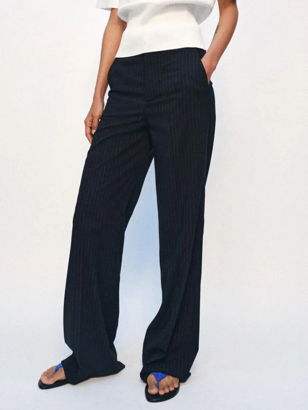 Zara | Pants & Jumpsuits | Zara Pinstripe Pants Size Xs Wide Leg | Poshmark